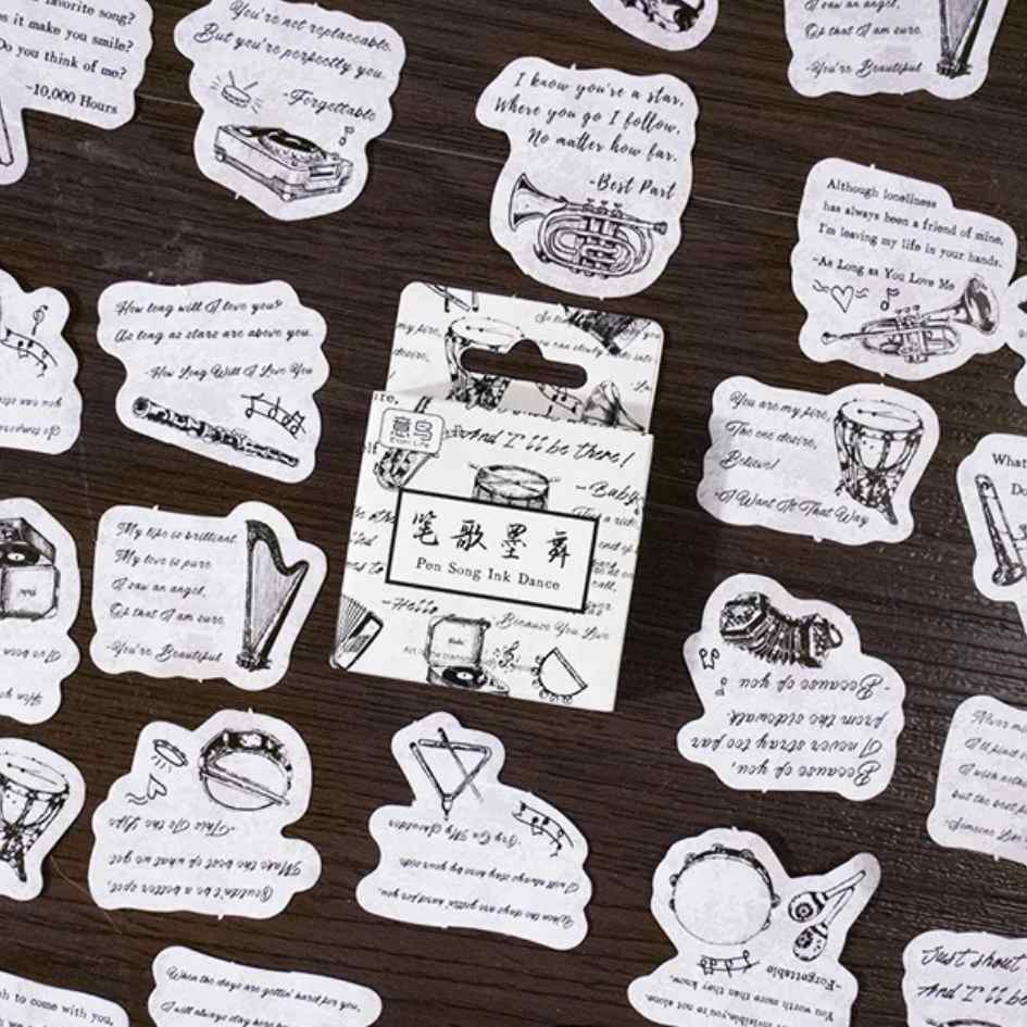 Cajita de 45 Stickers "Pen Song Ink Dance" – Bitácoras Papelería