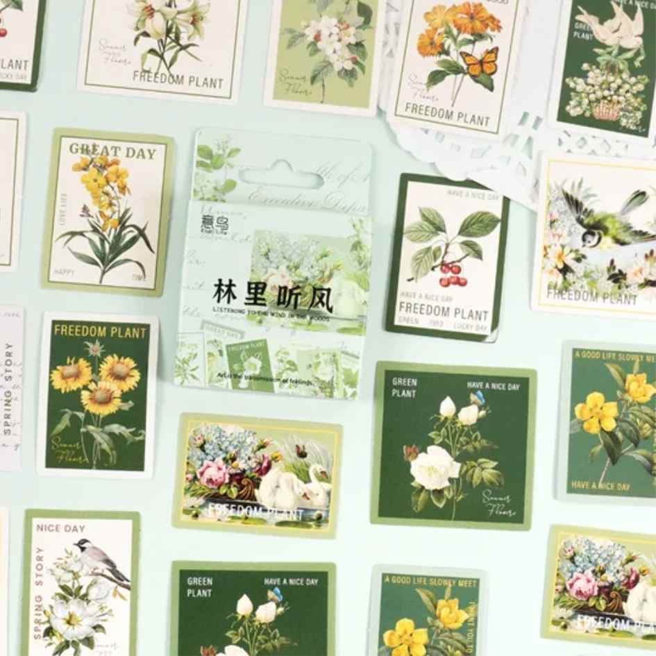 Cajita de 45 Stickers "Listening to The Wind" – Bitácoras Papelería