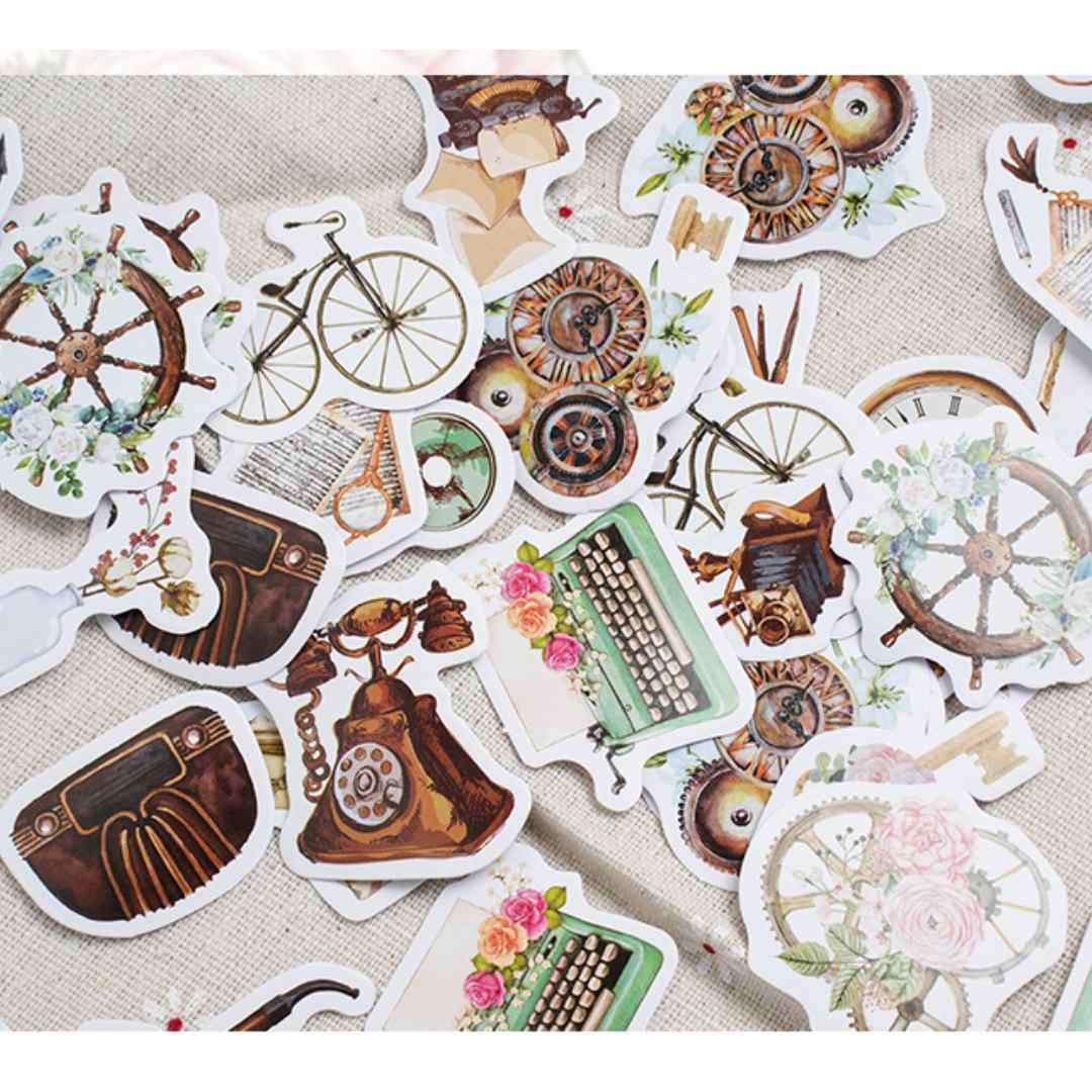 Cajita de 46 Stickers "Return To The Past” – Bitácoras Papelería